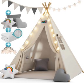 Deuba Dětský stan Teepee 160x130x130cm - bílý