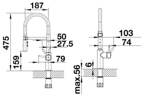 Blanco Cantris-S Flexo Dřezová baterie se sprškou steel/černá 525792