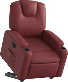 Zvedací polohovací křeslo vínové umělá kůže 3204434