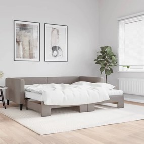 Válenda s přistýlkou a matracemi taupe 90 x 200 cm textil