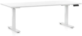 Výškově nastavitelný stůl OfficeTech C, 180 x 80 cm, bílá podnož, bílá