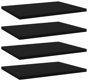 Police na knihy 4 ks černé 40 x 30 x 1,5 cm kompozitní dřevo
