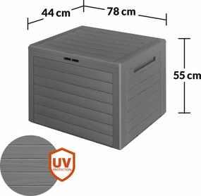 Casaria Úložný box Lille šedý 190 l – plastový, s víkem
