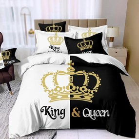 6dílné povlečení King & Queen zlatá koruna