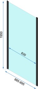 Rea Rapid Slide Wall, 3-stěnný sprchový kout s posuvnými dveřmi 160 (dveře) x 80 (stěna) x 195 cm, 6mm čiré sklo, černý profil, KPL-09892