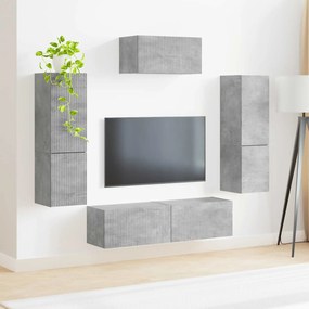 Sestava TV skříněk 4 ks Betonově šedá Kompozitní dřevo 3409045