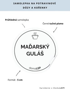 Samolepka na kořenky MAĎARSKÝ GULÁŠ průhledná 5 cm tučné písmo