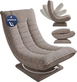 Lenoška ABERDEEN CORD, žebrovaný potah, 87×60×105 cm, šedohnědá (taupe) Casaria