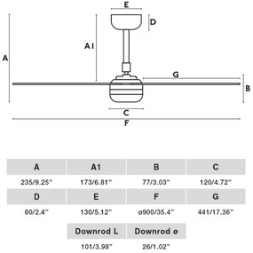 FARO 33820WT-Stropní ventilátor MINI PUNT S bílá pr. 90 cm WT + dálkové ovládání