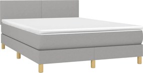 Box spring postel s matrací a LED světle šedá 140x200 cm textil 3133557