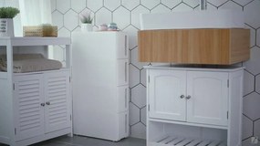 Plastový kuchyňský organizér se 4 zásuvkami 45x17x83 cm, bílý-hnědý