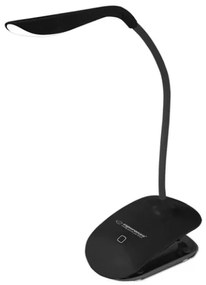 Stmívatelná LED stolní lampička s klipem, 3W, studené světlo, černá