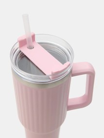 Sinsay - Termohrnek s rukojetí a brčkem - pastelová růžová