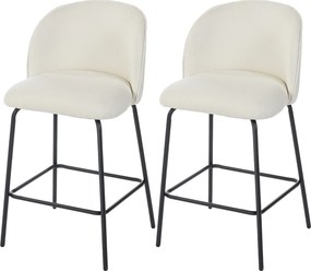 HOMCOM Set 2 barových židlí, barové židle, opěrka nohou a opěradlo, látka v lněném vzhledu, výška sedáku 68 cm, krémové