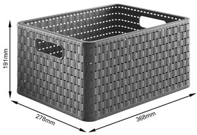 Rotho Plastový košík COUNTRY, rovný, antracit (18l - 37x29)