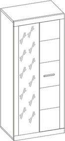 Policová skříň se zrcadlem Stone, imitace šedý beton