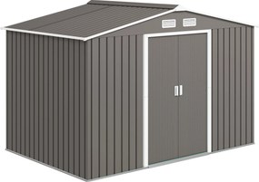 Zahradní kůlna Outsunny 4,9 m² s pultovou střechou, posuvné dveře, základy, 277 x 195 x 192 cm, kůlna z pozinkované oceli, odolná vůči počasí, pro zah
