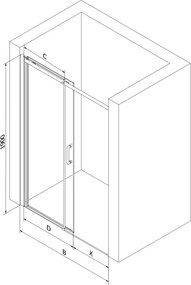Mexen Omega posuvné sprchové dveře 110 cm, transparentní, chrom - 825-110-000-01-00