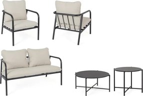 BIZZOTTO Zahradní set pohovky, křesel a dvou konferenčních stolků OSTUNI tmavě šedá 8051836790957