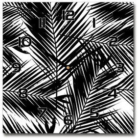 Wallmuralia Skleněné hodiny čtverec Listy palmy 30x30 cm
