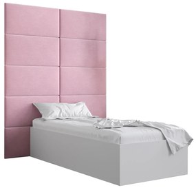 Jednolůžková postel s čalouněným čelem 90 cm Brittany 1 (bílá matná + růžová) (s roštem). 1045849