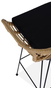 Barová židle Tristan, černá / ratan