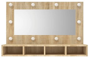 Zrcadlová skříňka s LED dub sonoma 90x31,5x62 cm