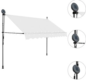 vidaXL Marketos Ručně zatahovací markýza s LED světlem 300 cm krémová