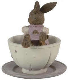 Dekorace králičí slečna v šálku – 10x8x9 cm