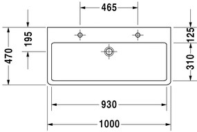 Duravit Vero - umyvadlo 100x47 cm na 2 baterie, bílá 0454100024