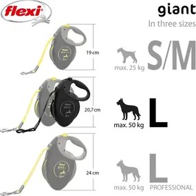 Flexi Giant L Black Edition pásek 8m černé / Vodítko