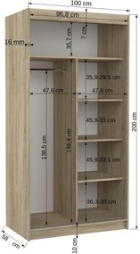 ADRK Furniture Posuvná skříň ASTEN 100 ADRK-SW-AST-SW-100