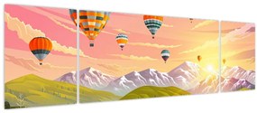 Obraz balónů nad krajinou (170x50 cm)