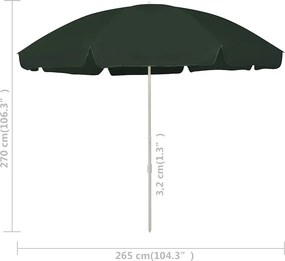 Plážový slunečník zelený 300 cm 314709