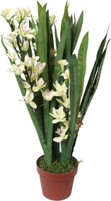 Realistický umělý Orchidej v plastovém květináči, bílý, 75 cm Goliat