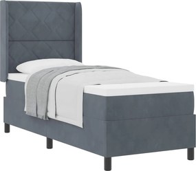 Postel s boxspringem s čelo Tmavě šedá 80 x 200 cm samet 3342033
