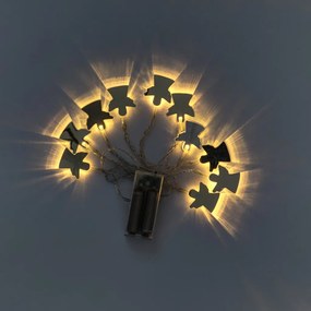 LED světýlka na baterie, akryloví andílci, 1,5 m, teple bílá, 10 diod, čirý kabel, IP20 interiér, 2 × AA