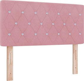 Postel s boxspringem s matrací s čelo Růžová 120 x 200 cm samet 3339103