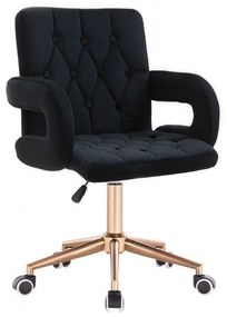 LuxuryForm Židle BOSTON VELUR na zlaté podstavě s kolečky - černá