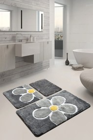 L´essentiel Maison Koupelnová předložka, akrylát, Set 3 ks Flower - Grey, Vícebarevná