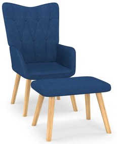 Relaxační křeslo se stoličkou modré textil,  327538