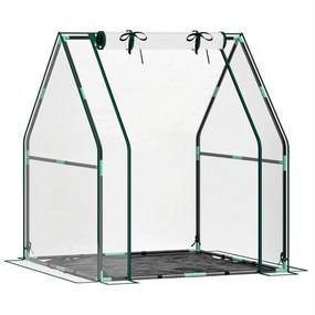 Outsunny Malý Skleník na Zahradu s Zipovým Dvířky, Voděodolný PE Textil, Ocelový Rám pro Pěstování Rostlin a Kvěin 90x90x105 cm Průhledný | Aosom