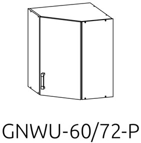 GNWU-60/72 P (L) horní rohová skříňka kuchyně Plate Zvolte stranu: pravé provedení, Barva korpusu skříněk: Bílá alpská, Barevné provedení: Světle šedá mat