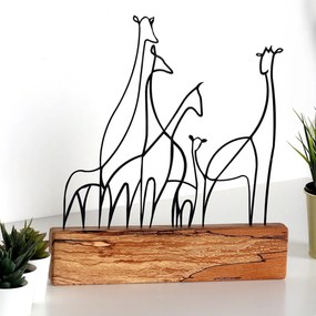 Kovová dekorace Giraffe Family 35 cm černá