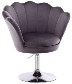 LuxuryForm DESIGN Otočné křeslo FREY VELUR na stříbrném talíři - tmavě šedé