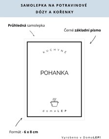 POHANKA – průhledná samolepka na dózu, základní písmo, 6 × 8 cm | DomaLEP