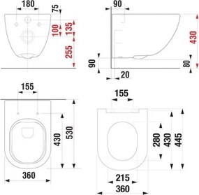 Závěsné WC + prkénko MIO + tlačítko DUAL + podomítkový modul + podložka