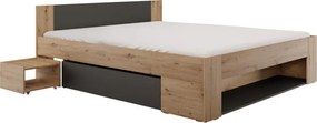 Postel UNIS s úložným prostorem, 180x200, dub artisan/antracit Kondela 0000402521