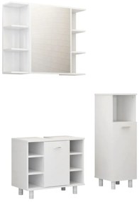 3dílný set koupelnových skříněk - dřevotříska | bílý