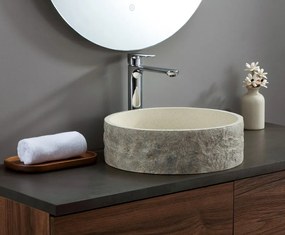 Sapho Sapho, ISPIR betonové umyvadlo včetně odtoku, 40cm, bílý pískovec, AR474